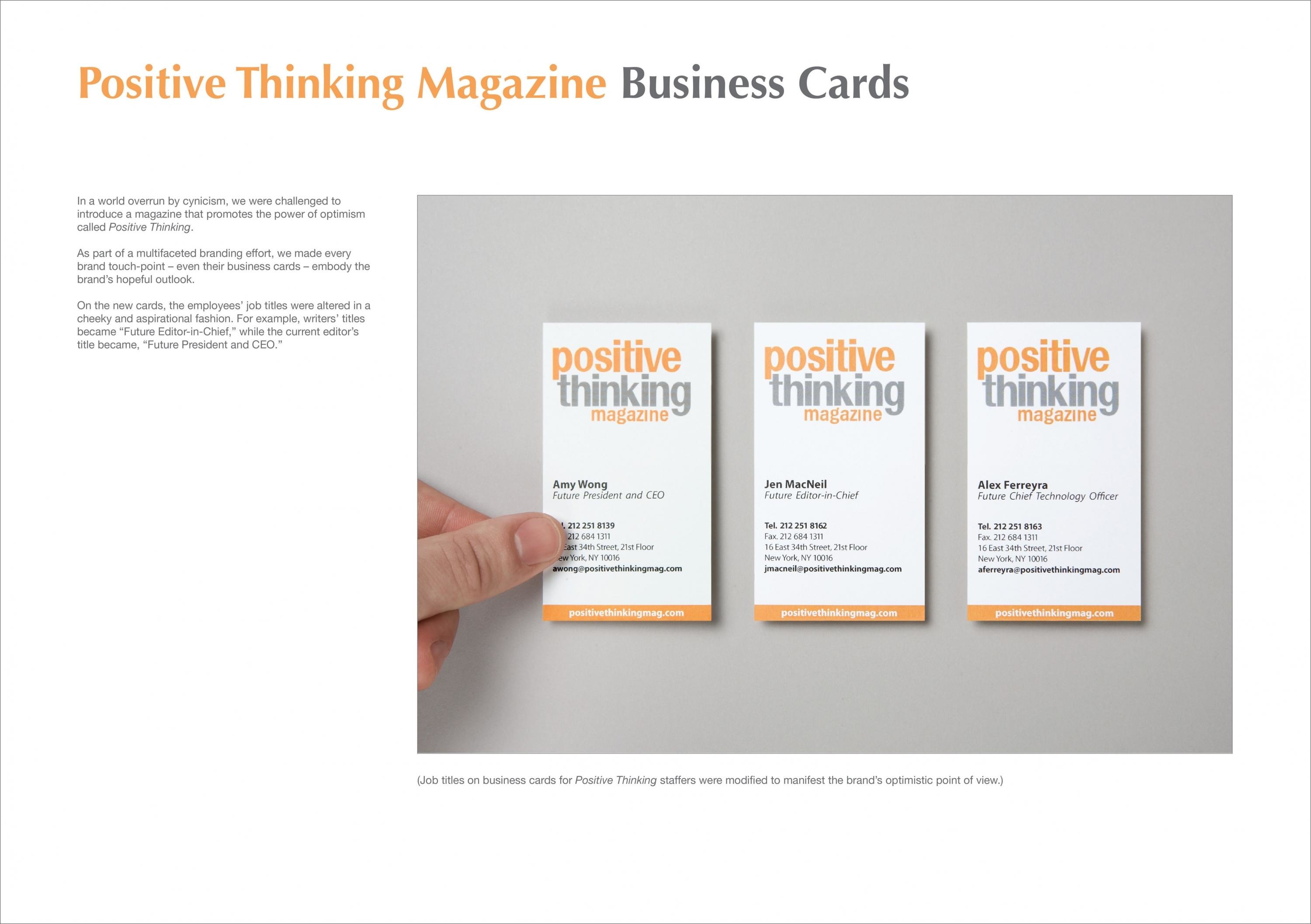 POSITIVE THINKING MAGAZINE | Campaign | THE WORK